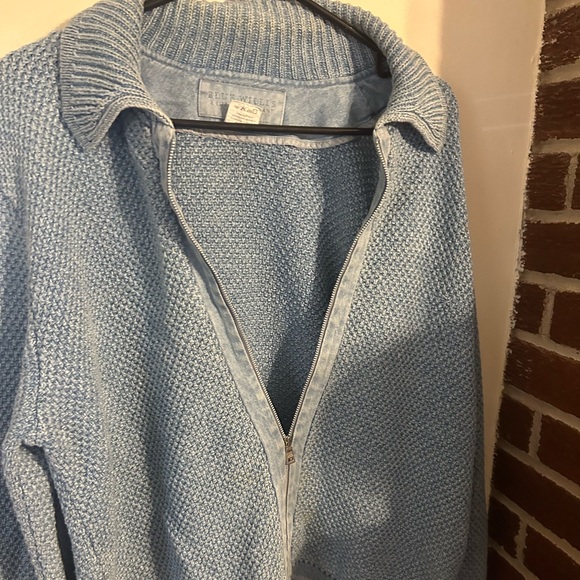 Blue Willi's | Sweaters | Blue Willis Distressed Zip Front Sweater ...